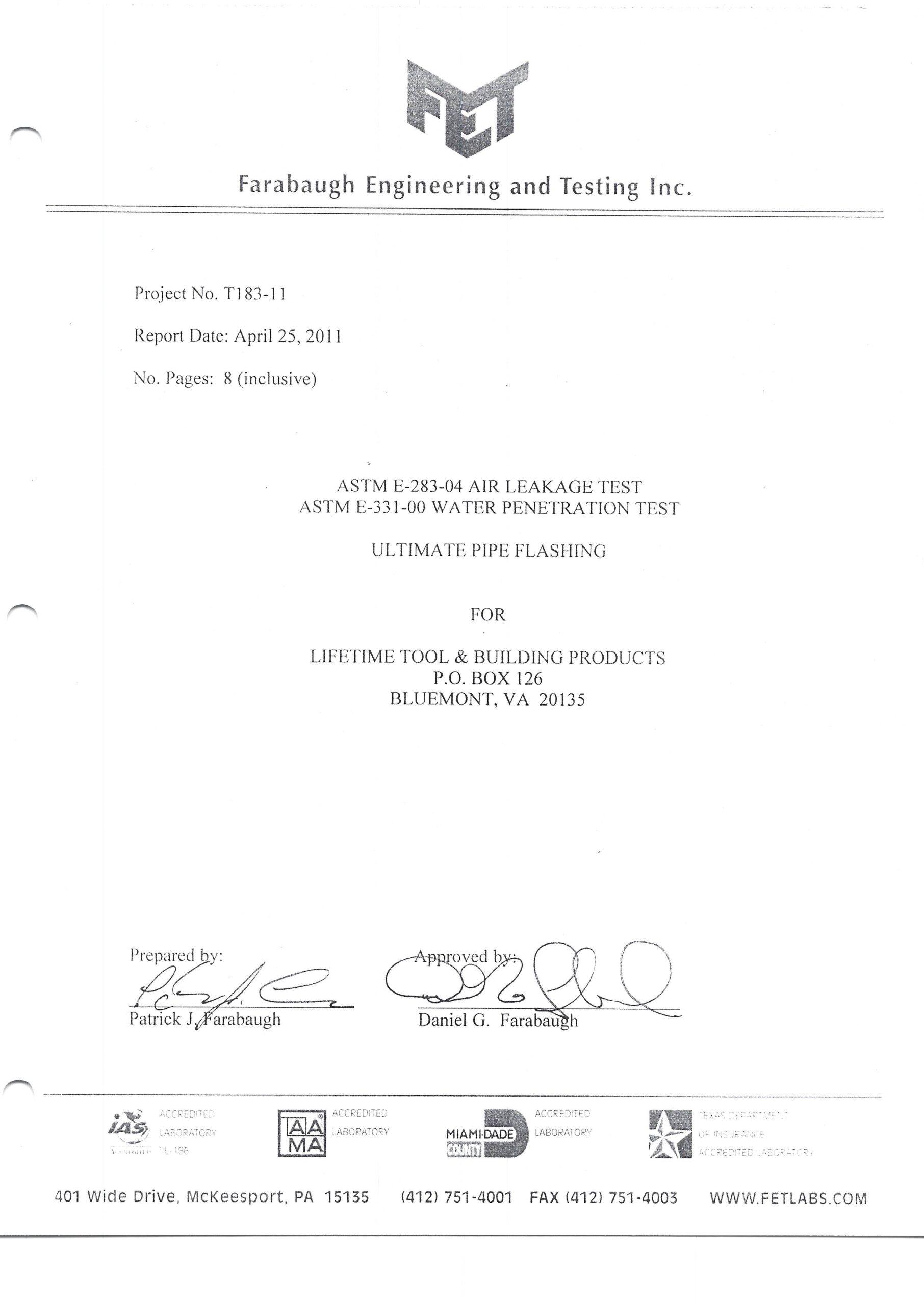 ASTM E331-00 Water Penetration Test (Sprayed)