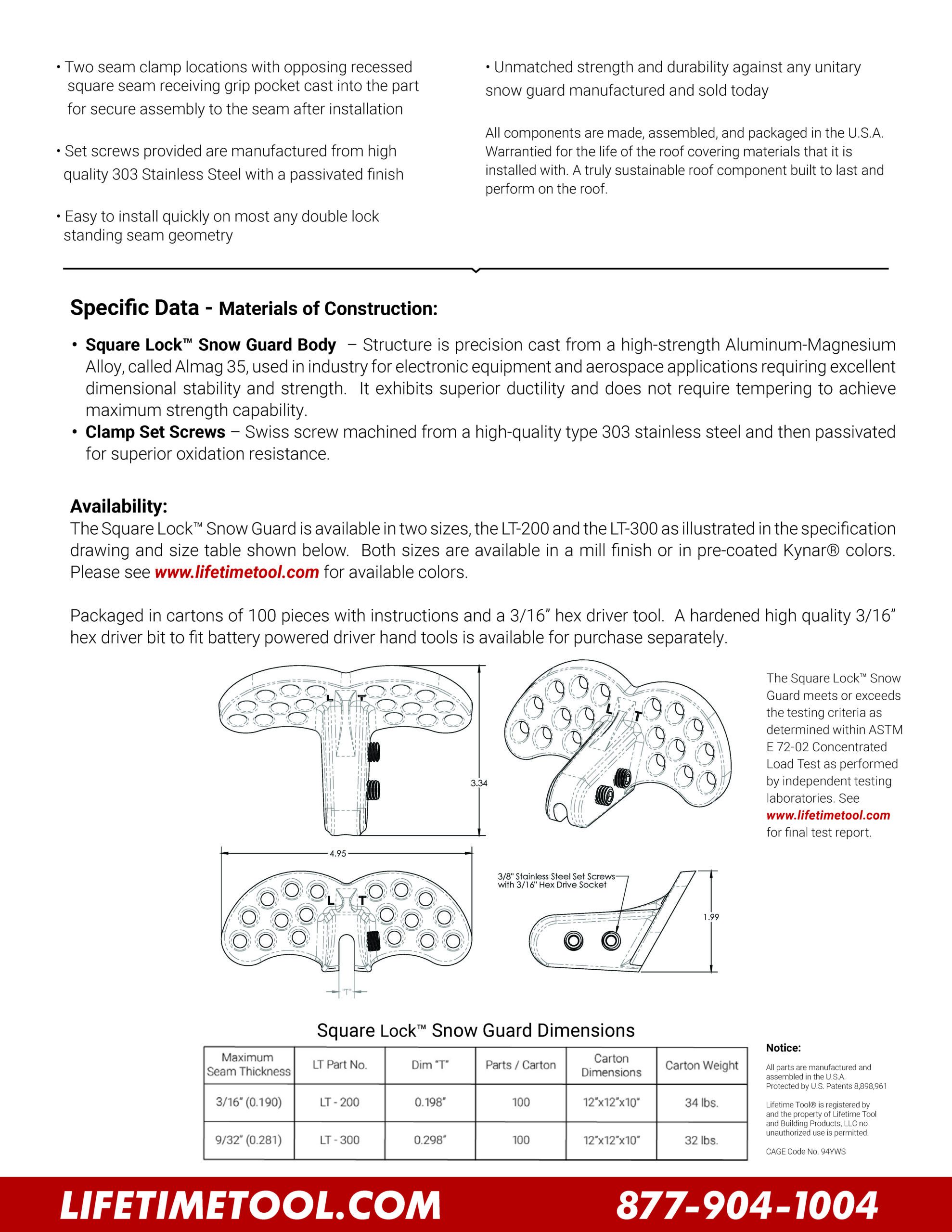 Square Lock Snow Guard Installation Instructions