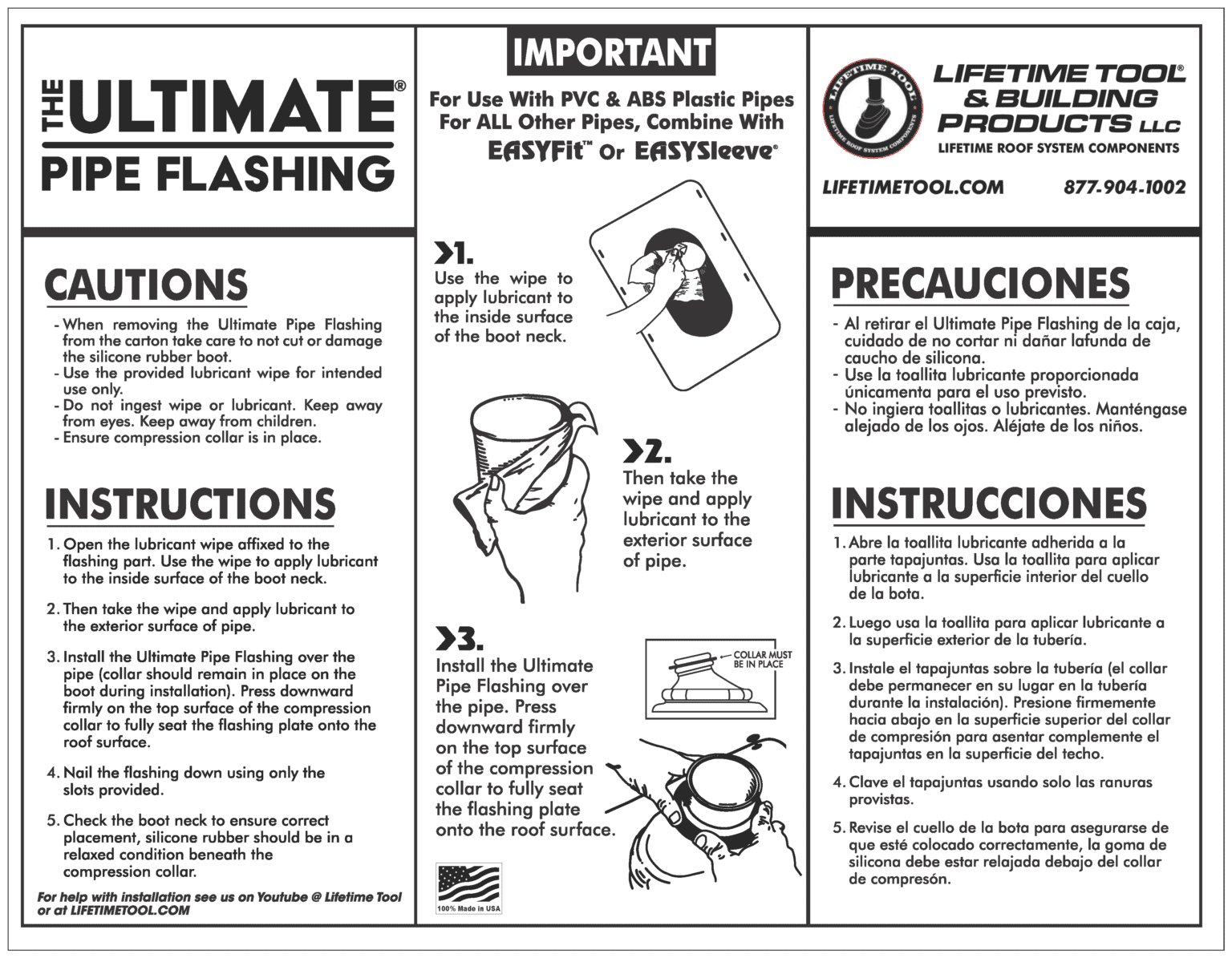 Ultimate Pipe Flashing® Installation Instructions from Box | Lifetime Tool & Building Products LLC