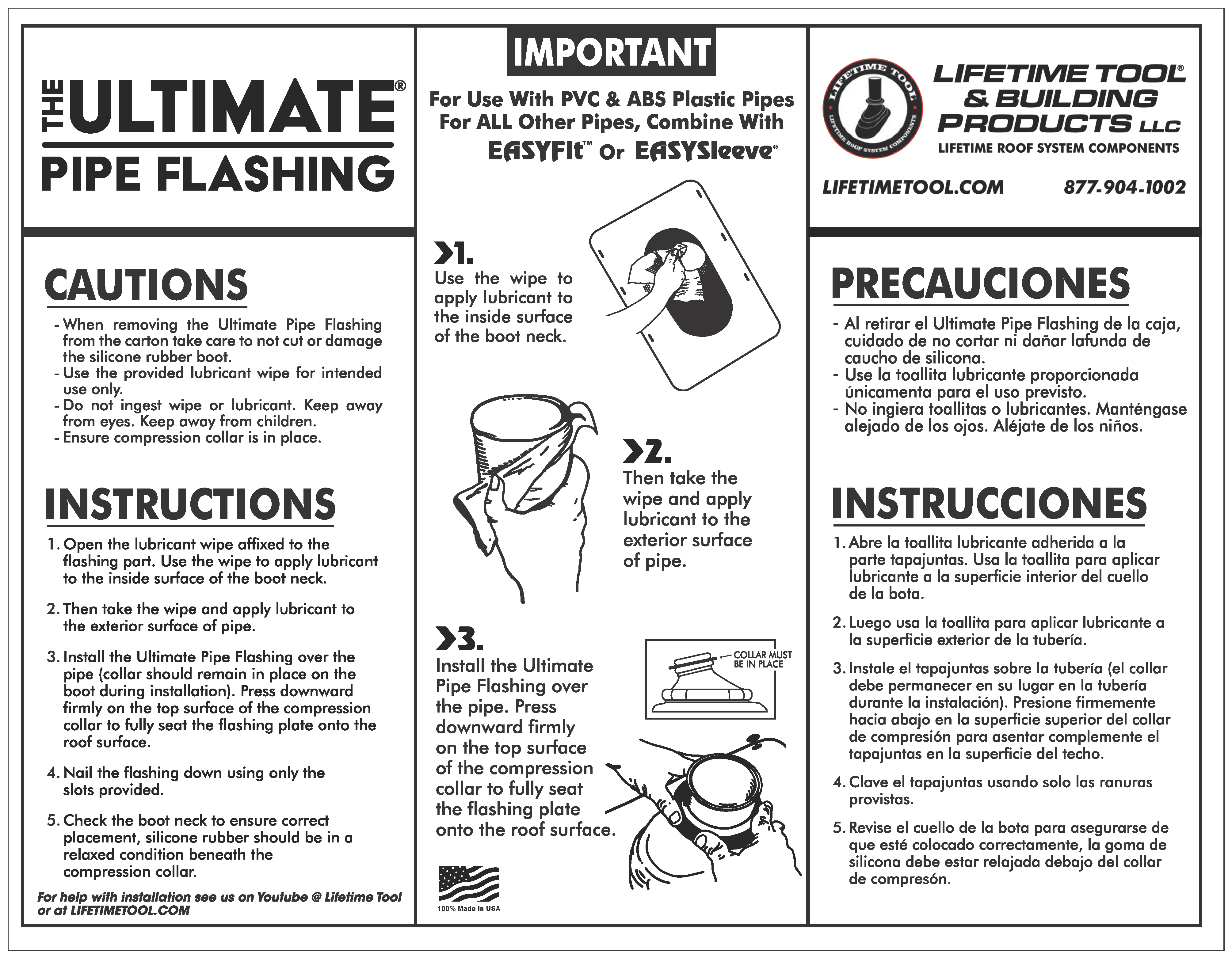 Ultimate Pipe Flashing® Installation Instructions
