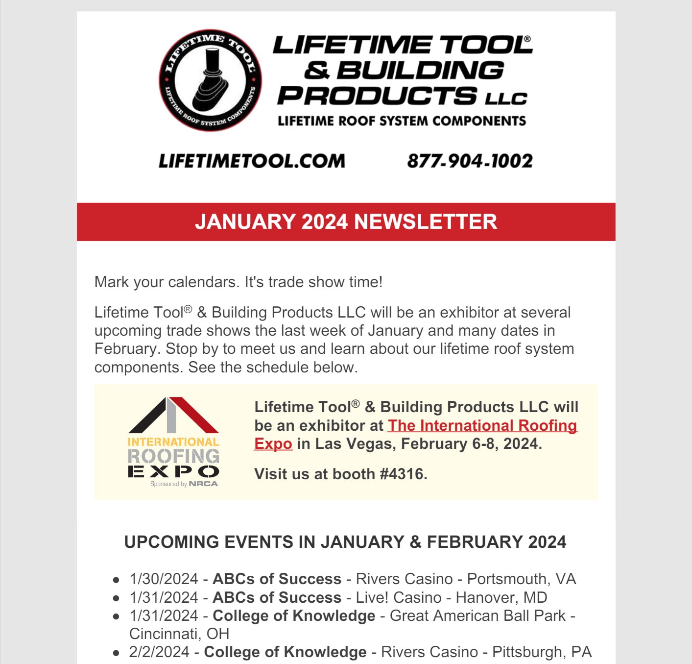 Lifetime Tool® Newsletter January 2024 | Lifetime Tool & Building ...